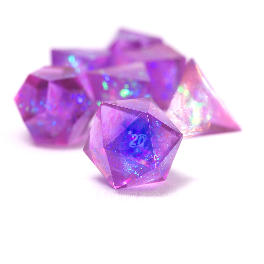 Purple UV Dice Set flashlight included - Cloak & Dagger | Sirius Dice