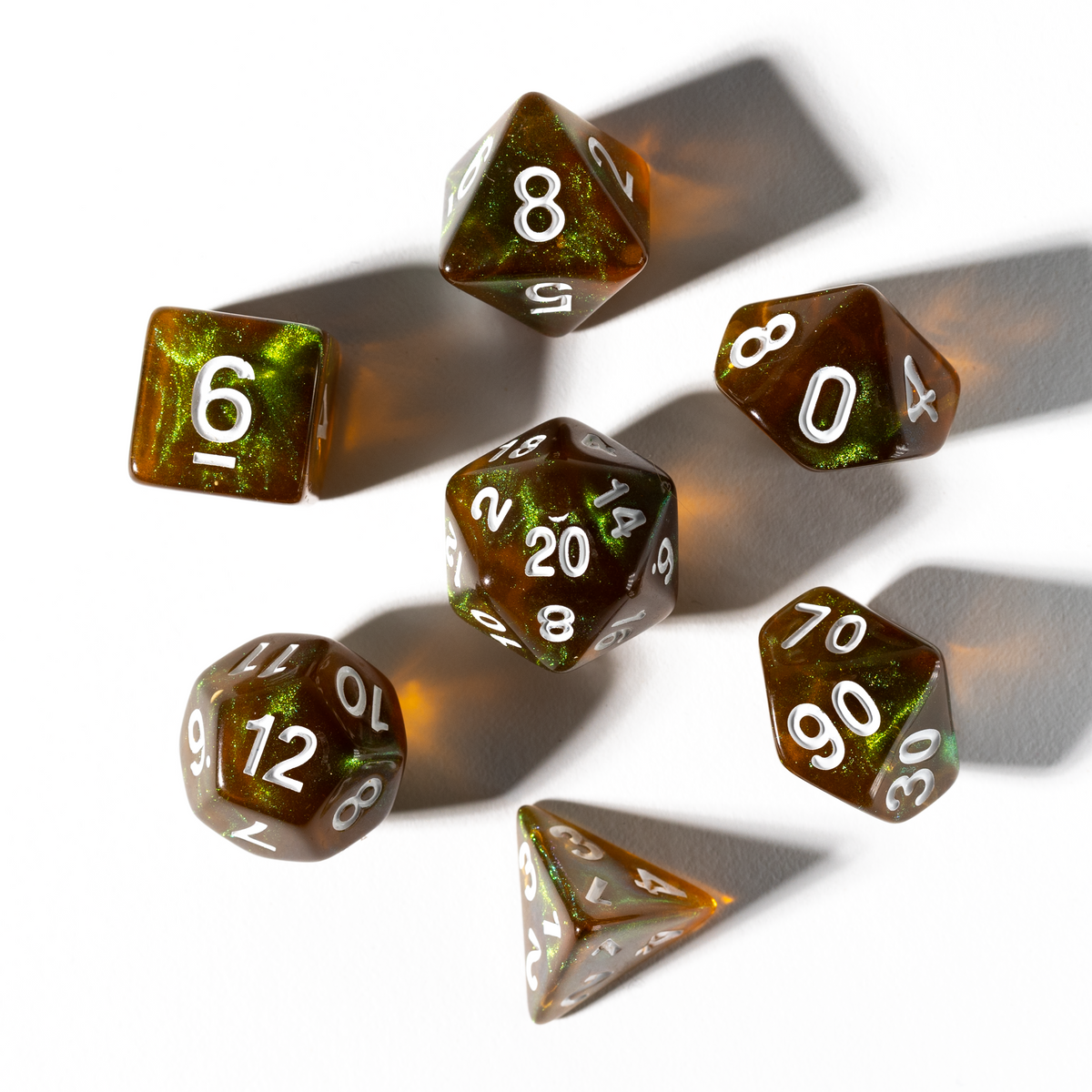 Unearthed Treasure Peridot 7-Piece Polyhedral RPG Dice Set | Sirius Di ...