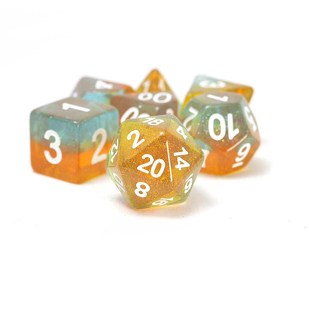 Blue and Orange Tropical Dice Set - Celestial - Sirius Dice